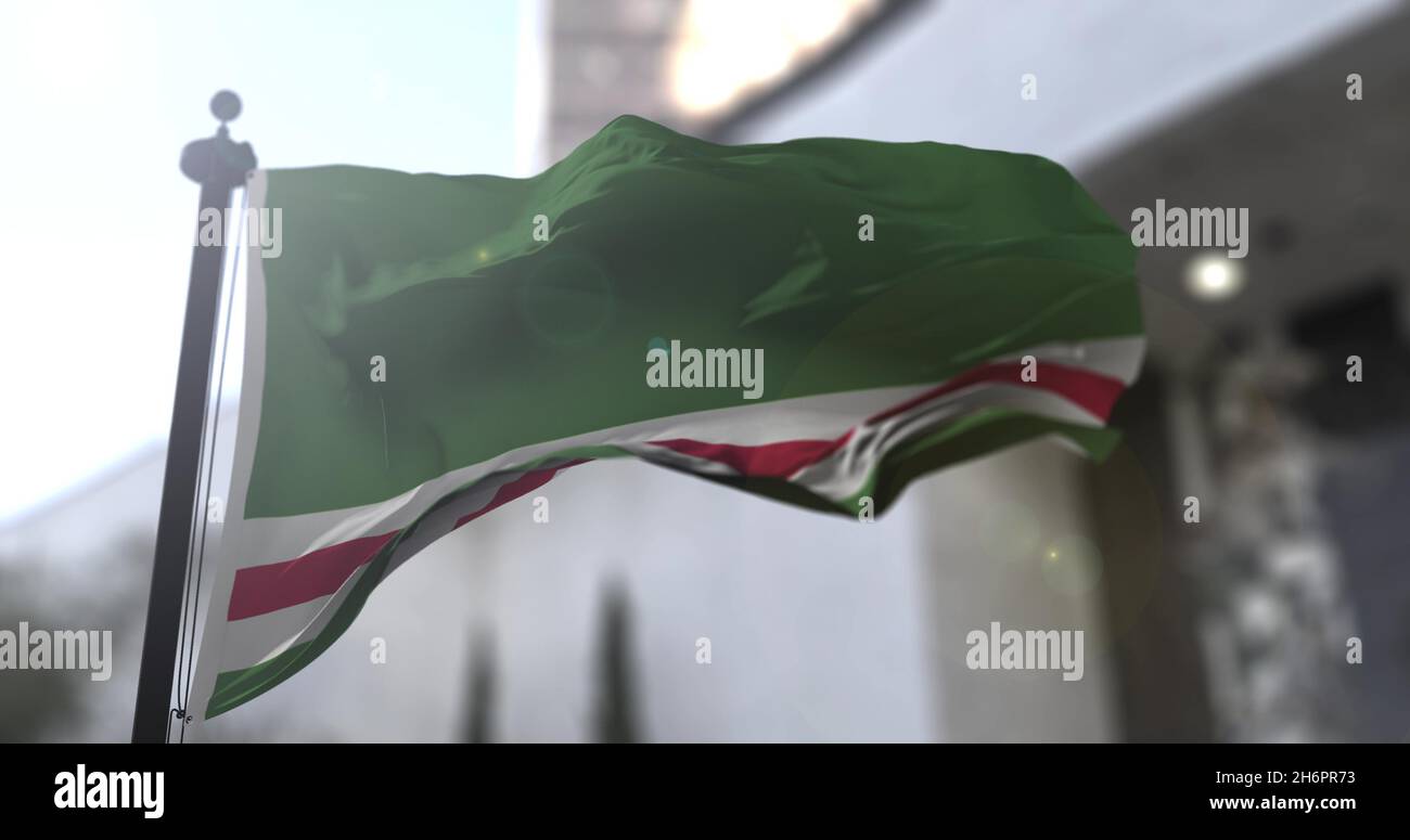 Chechen Republic of Ichkeria waving national flag 3D illustration Stock ...