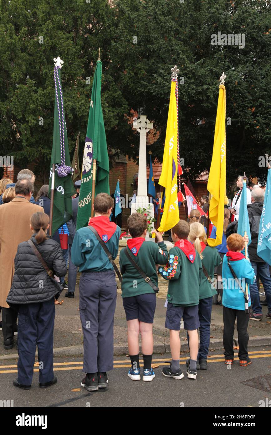 Ashtead beavers cubs scouts at 2021 remembrance day at war memorial ...