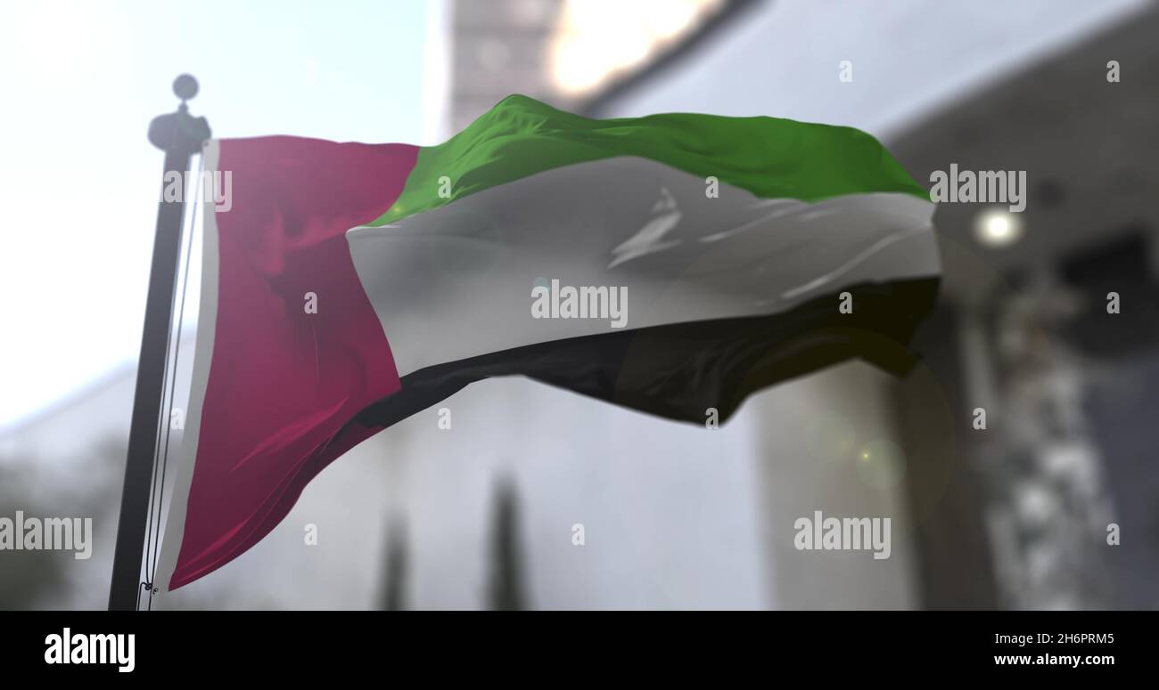Uae National Flag United Arab Emirates Country Waving Flag Politics