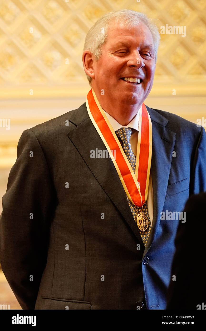 Brendan Foster is made a Knight Bachelor by the Princess Royal during ...