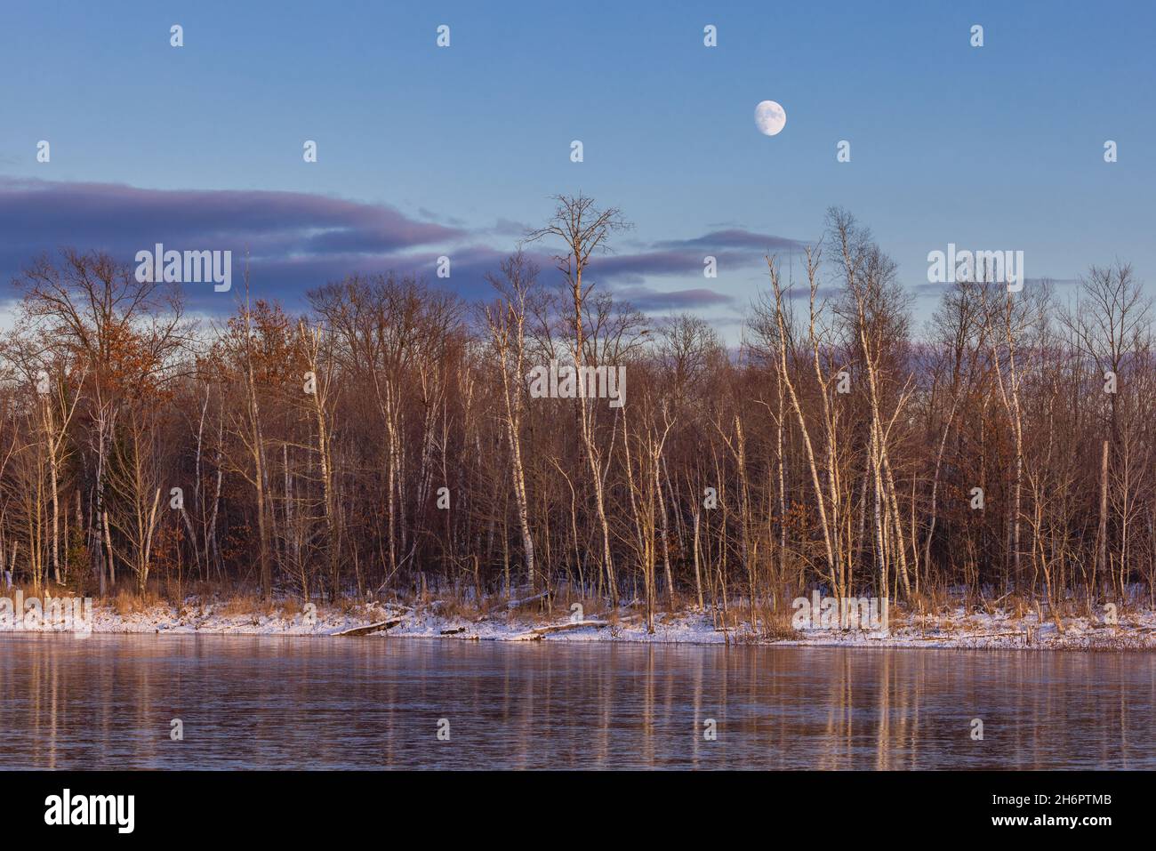Rising moon over a wilderness lake in northern Wisconsin Stock Photo ...