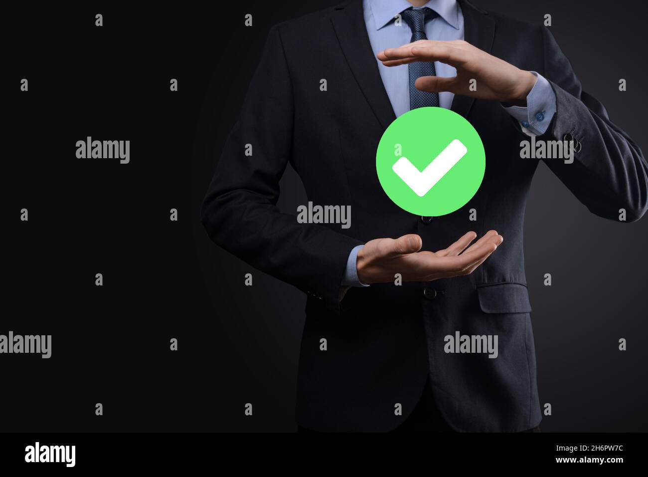 Hand holds green icon Check mark,Check Mark Sign, Tick Icon,right sign ...