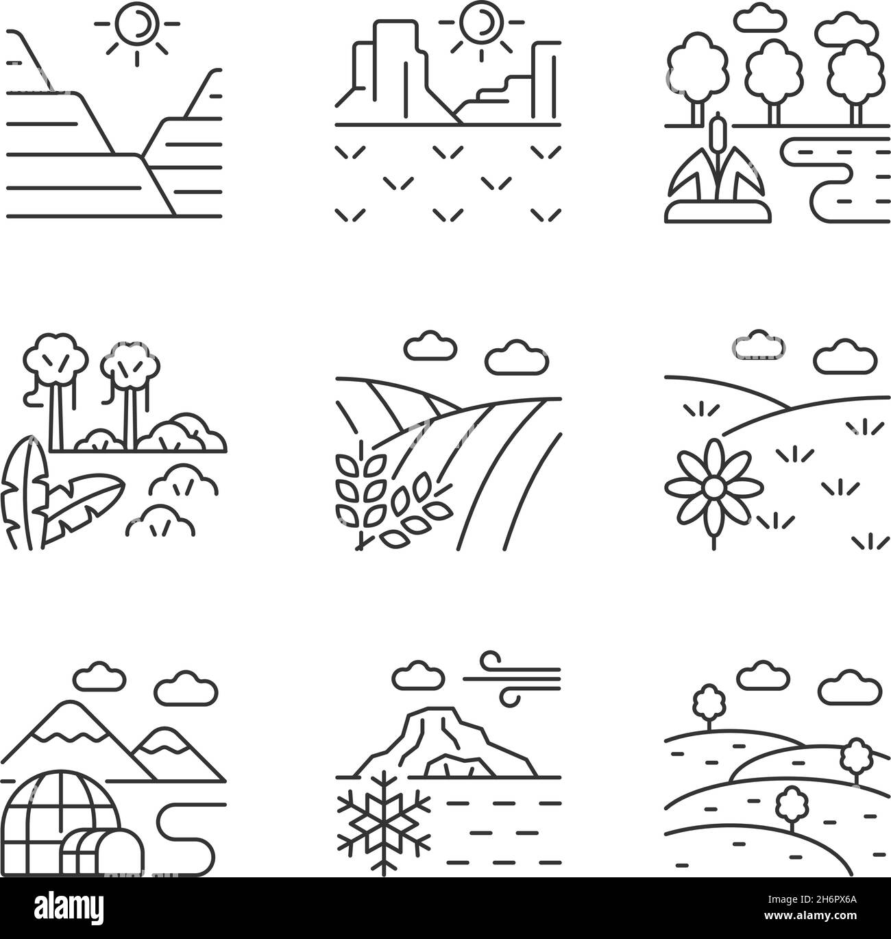 Biomes and landforms linear icons set Stock Vector Image & Art - Alamy