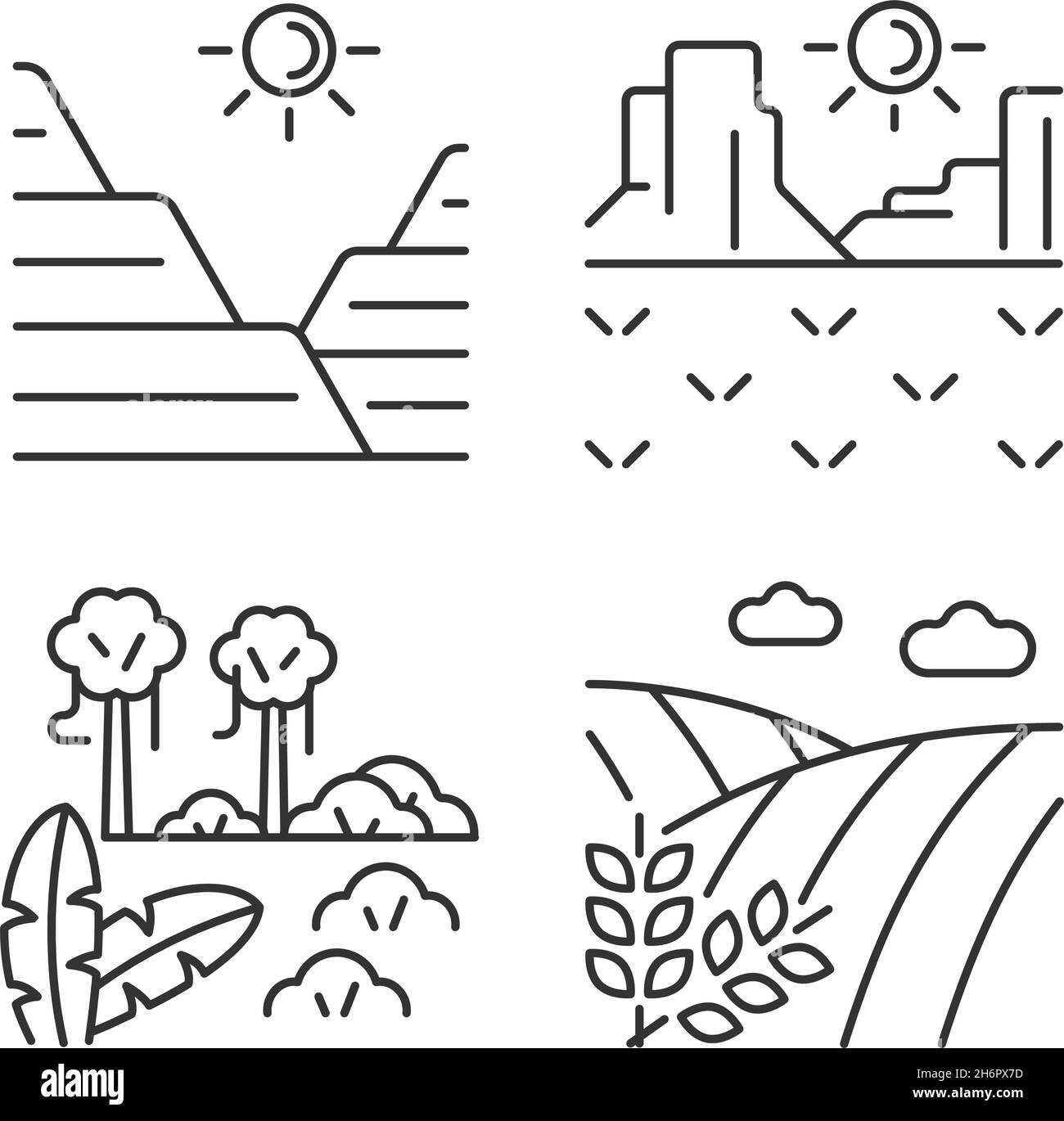 Landforms linear icons set Stock Vector Image & Art - Alamy
