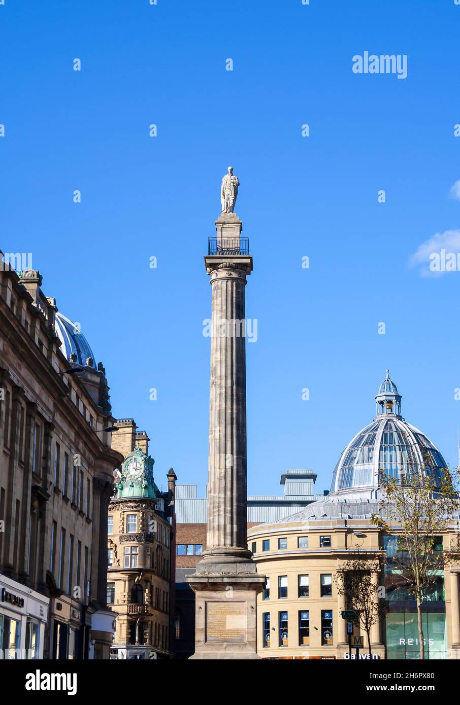 Grey's Monument in the city centre of Newcastle upon Tyne, as seen from ...