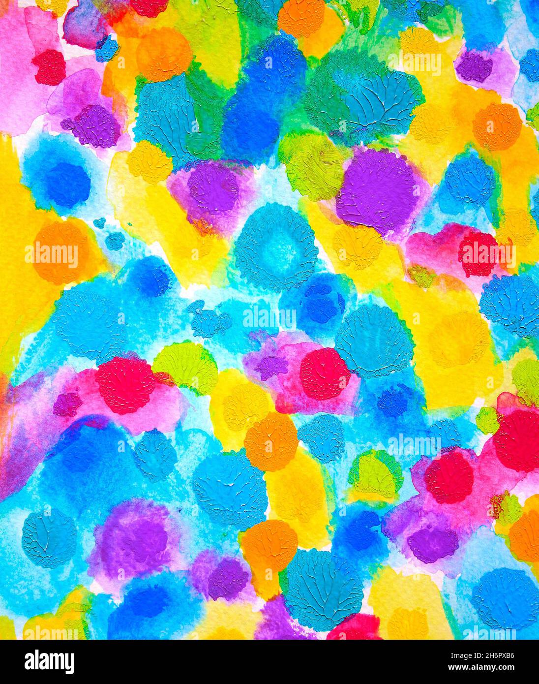 Multicoloured hand-painted dots on paper Stock Photo - Alamy