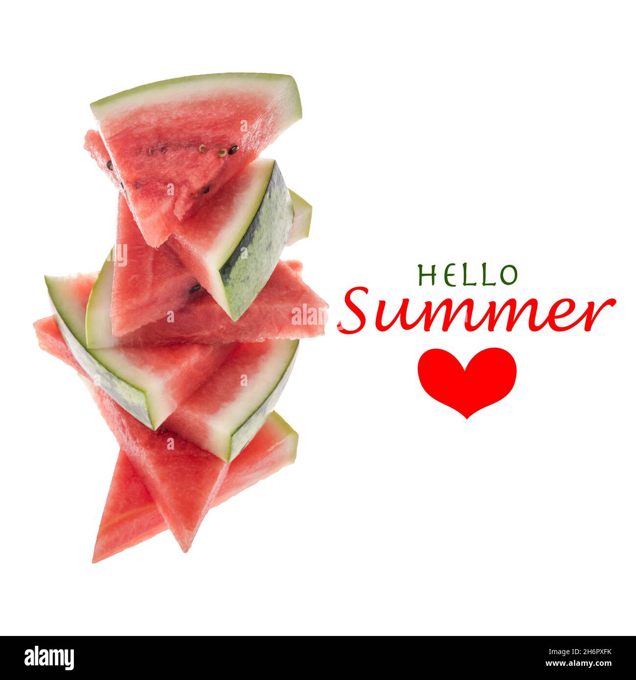 Summer template with a watermelon slices isolated on white background ...