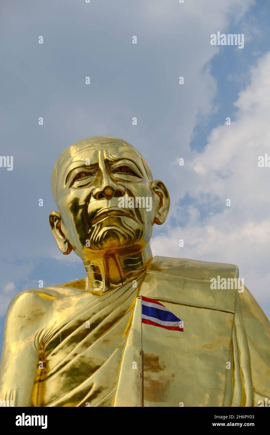 Huge statue of a seated monk in Wat Lahan Rai temple in Nong Lalok ...