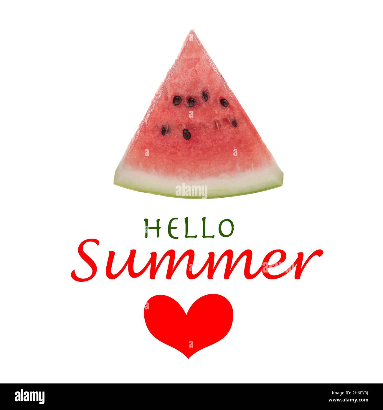Summer template with a watermelon slice isolated on white Stock Photo ...