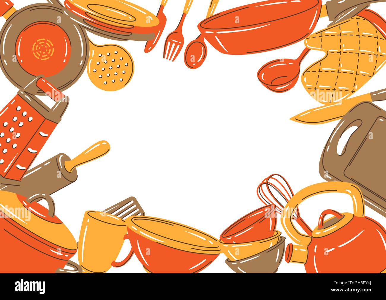 Frame with kitchen utensils. Cooking tools for home and restaurant ...