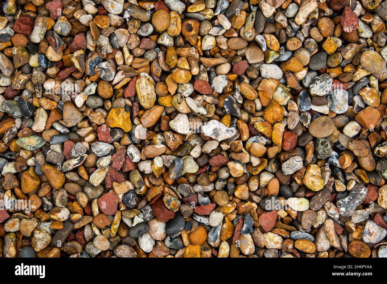 Colourful beach / off-shore dredged / quarry pebbles. Aggregate used ...