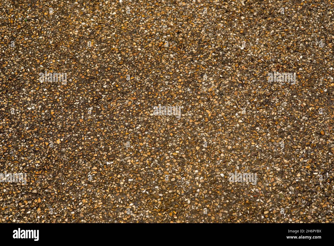 Pea shingle embedded on tar as a durable, non-slip path / road surface ...