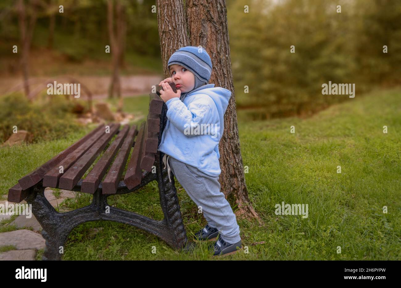 The offended child stuck out his stomach and indignantly pouted out his ...