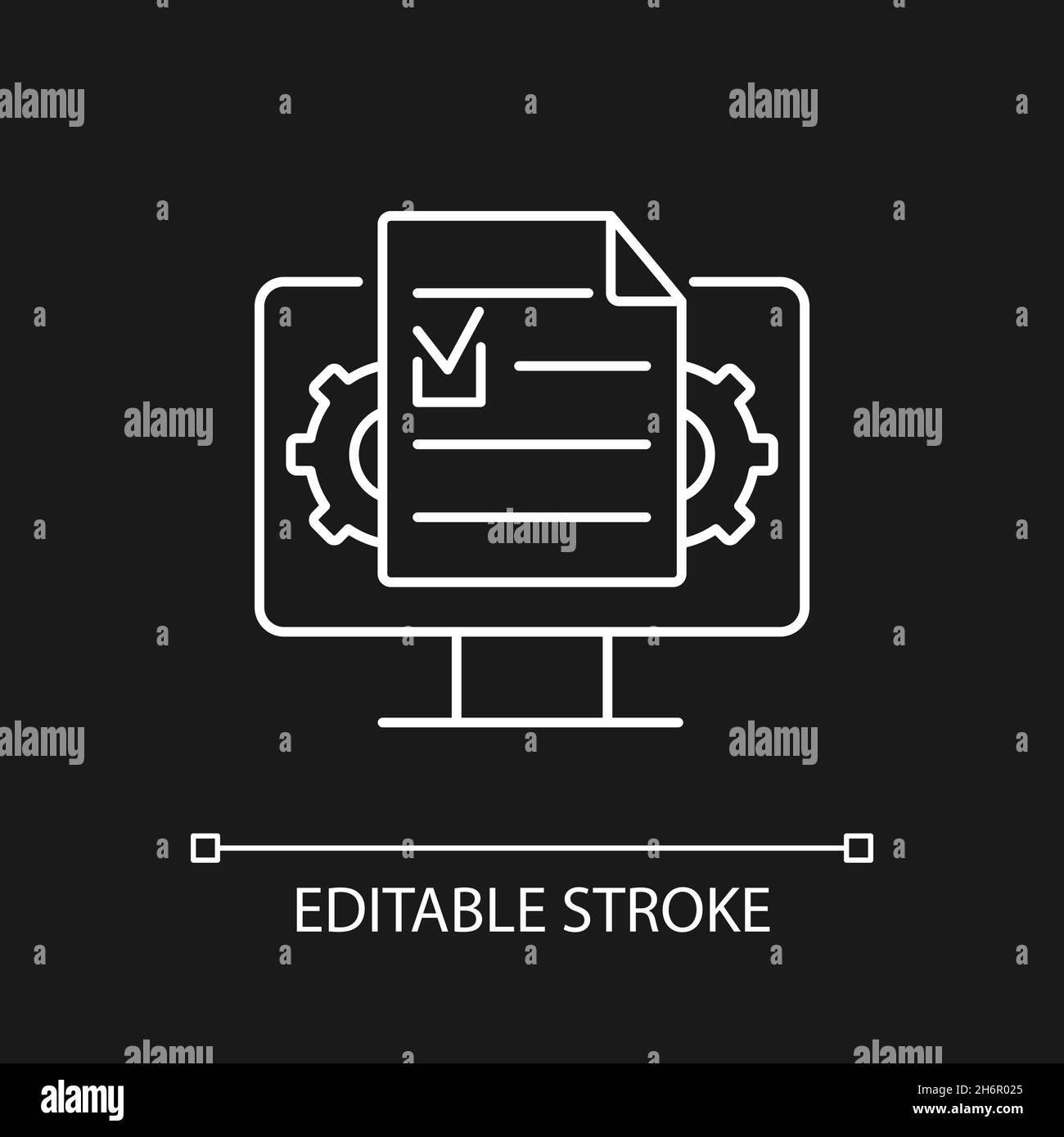 Document management white linear icon for dark theme Stock Vector Image ...