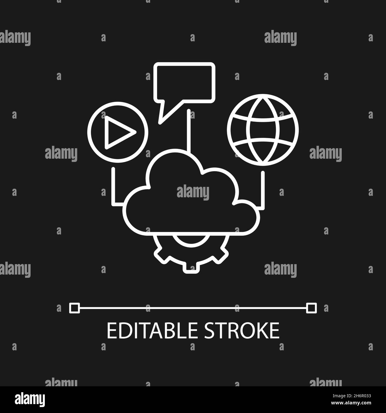 Cloud computing white linear icon for dark theme Stock Vector Image ...