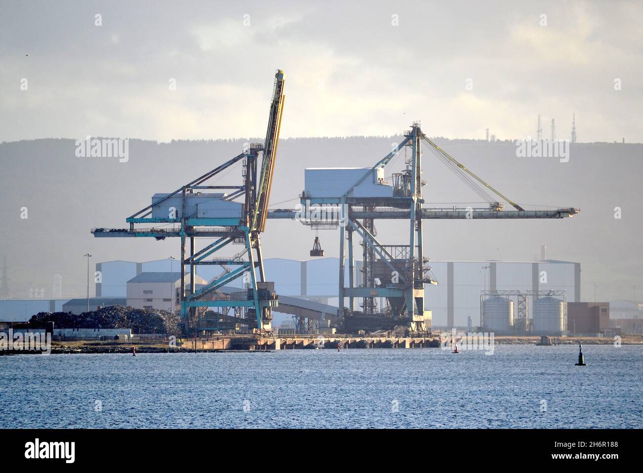 Colour image showing the cranes at PD Port's, Teesside Freeport site on ...
