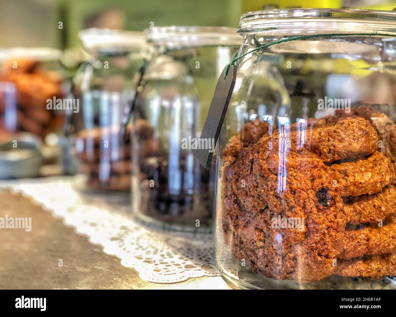 variety of cookies in a jar on shelf in a cafe Stock Photo - Alamy