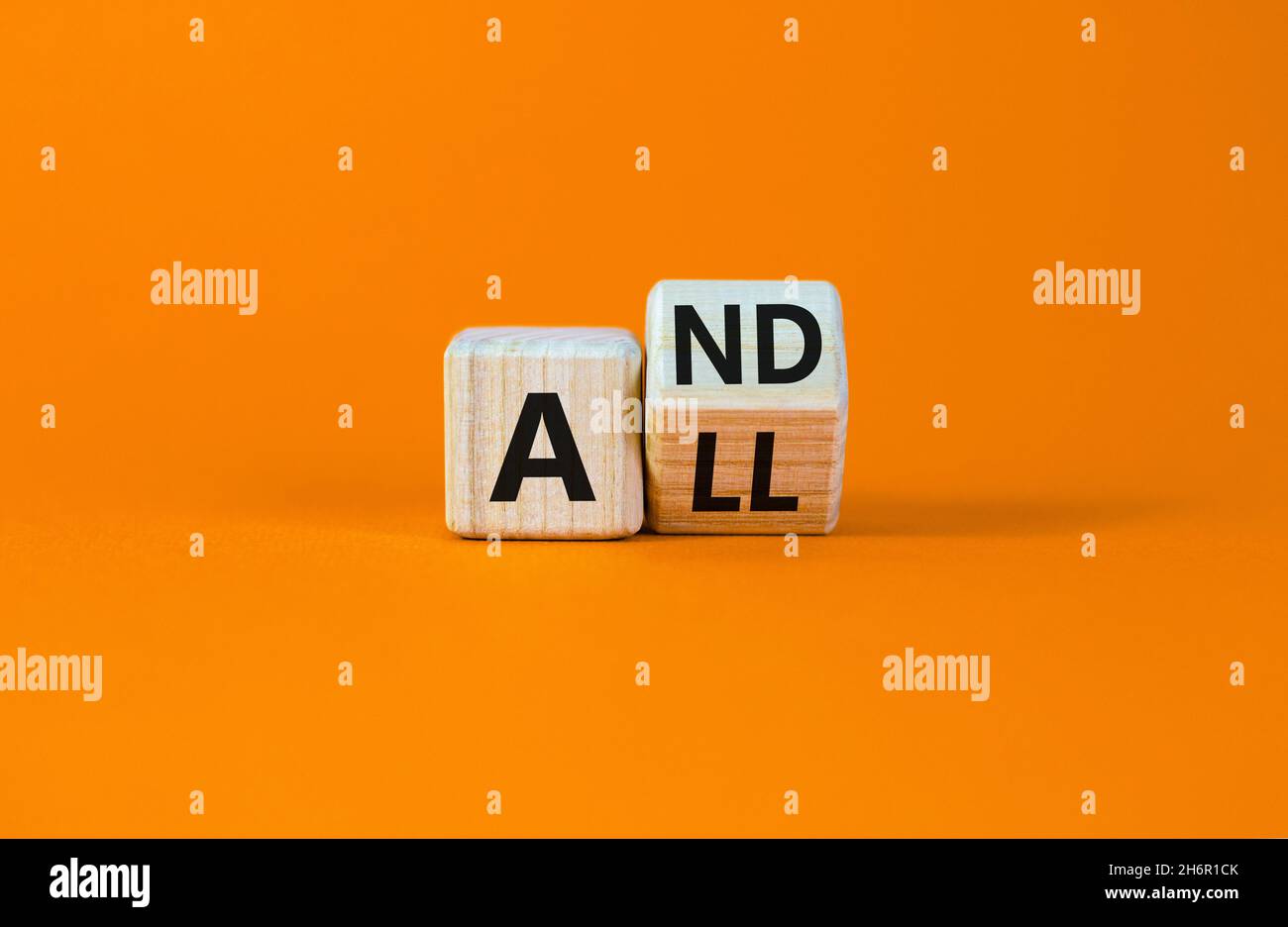 And all symbol. Turned a wooden cube with words 'And all'. Beautiful ...
