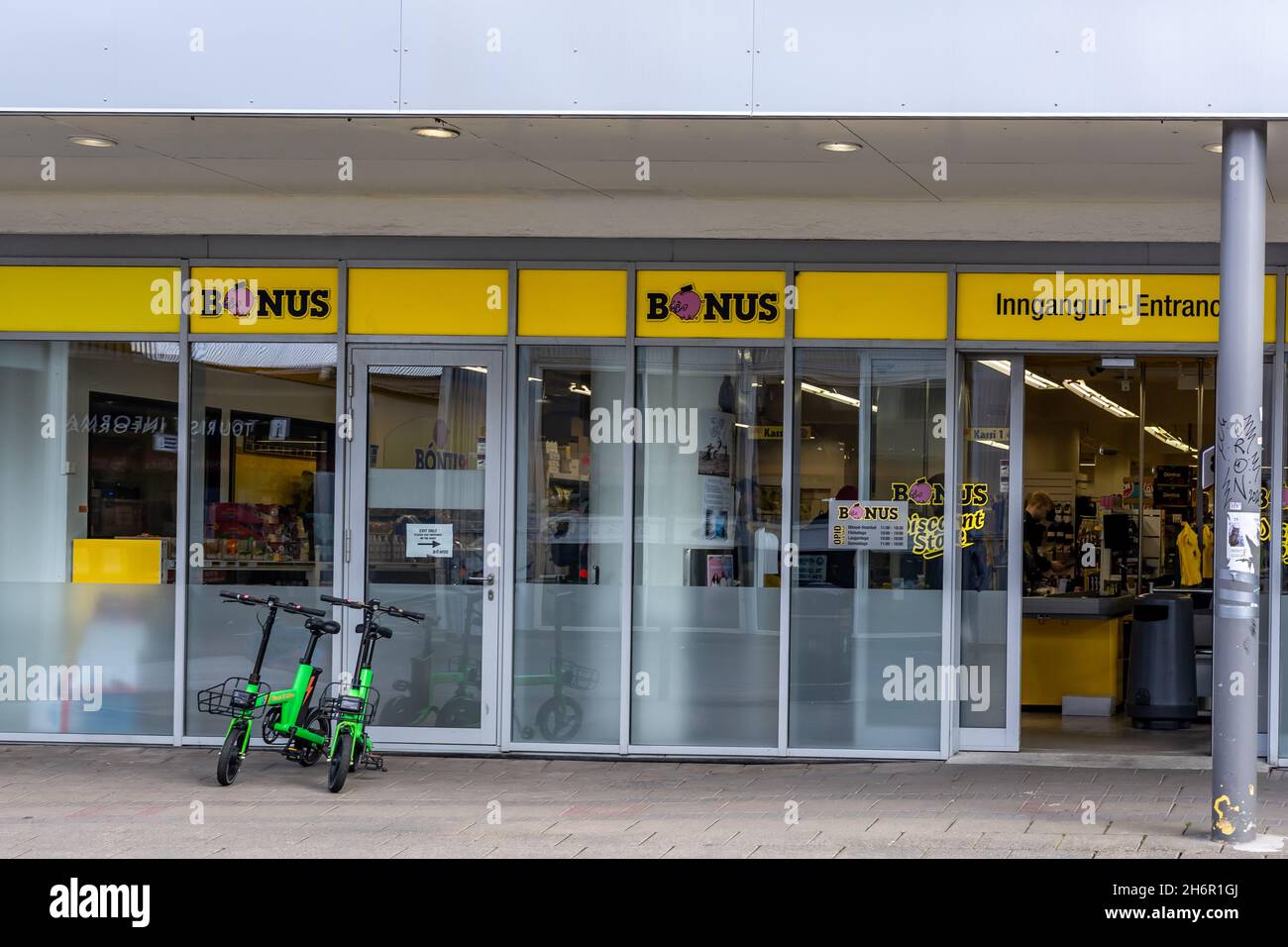 Reykjavik, Iceland - June 12 2021: An open entrance to Bonus ...