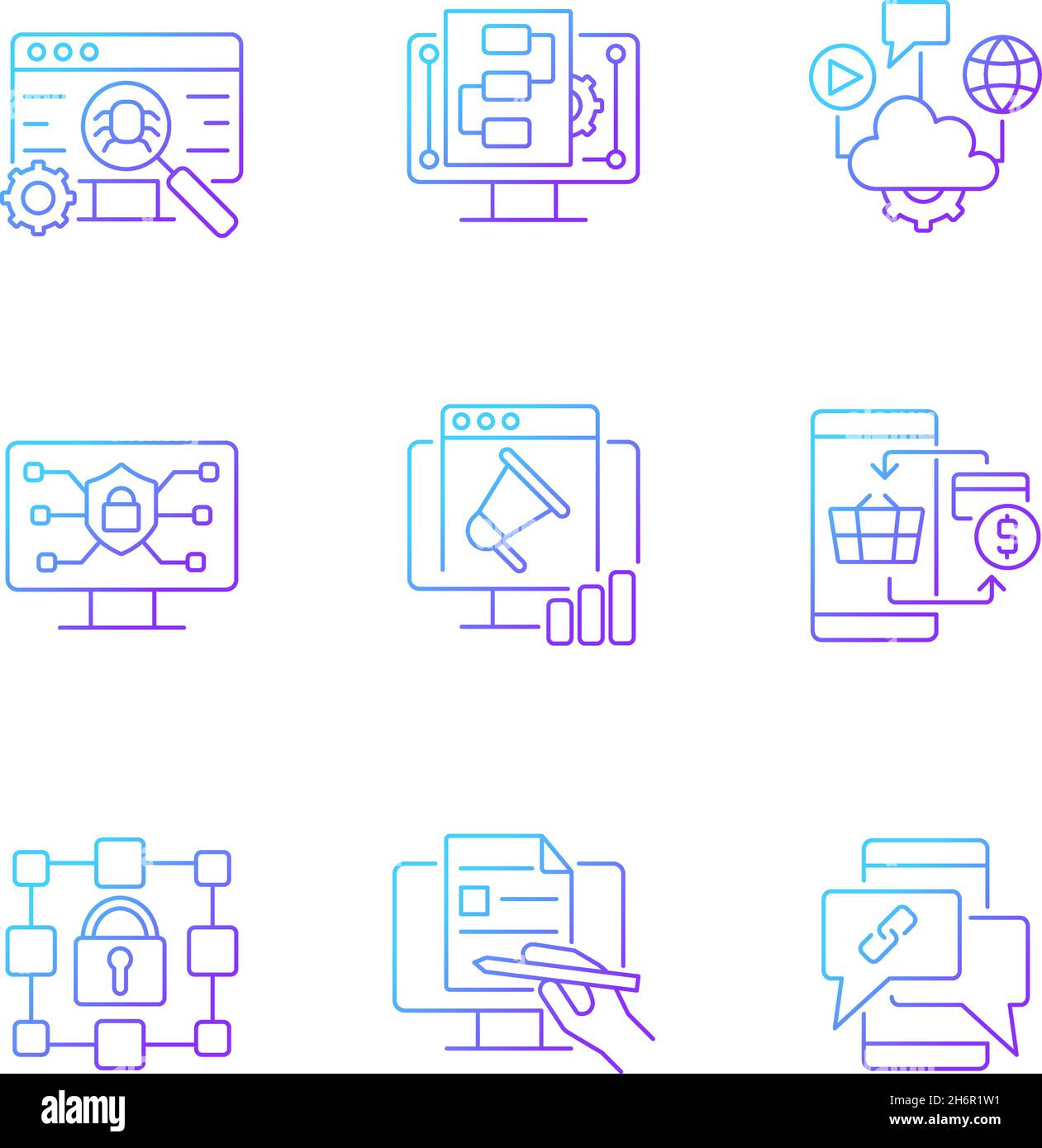 Digital promotion linear icons hi-res stock photography and images - Alamy