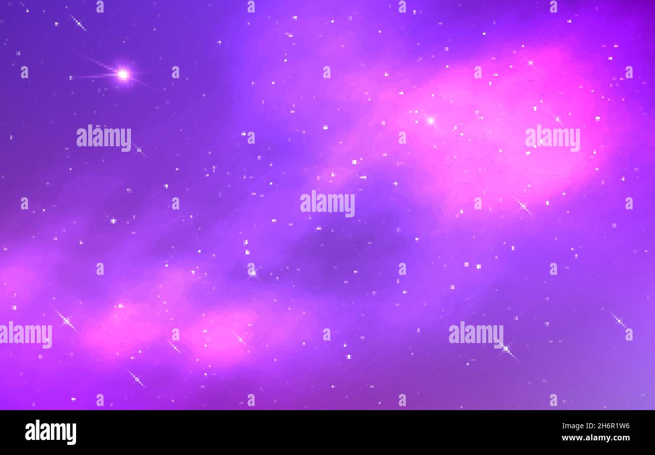 Cosmos background. Realistic space with purple clouds and bright stars ...