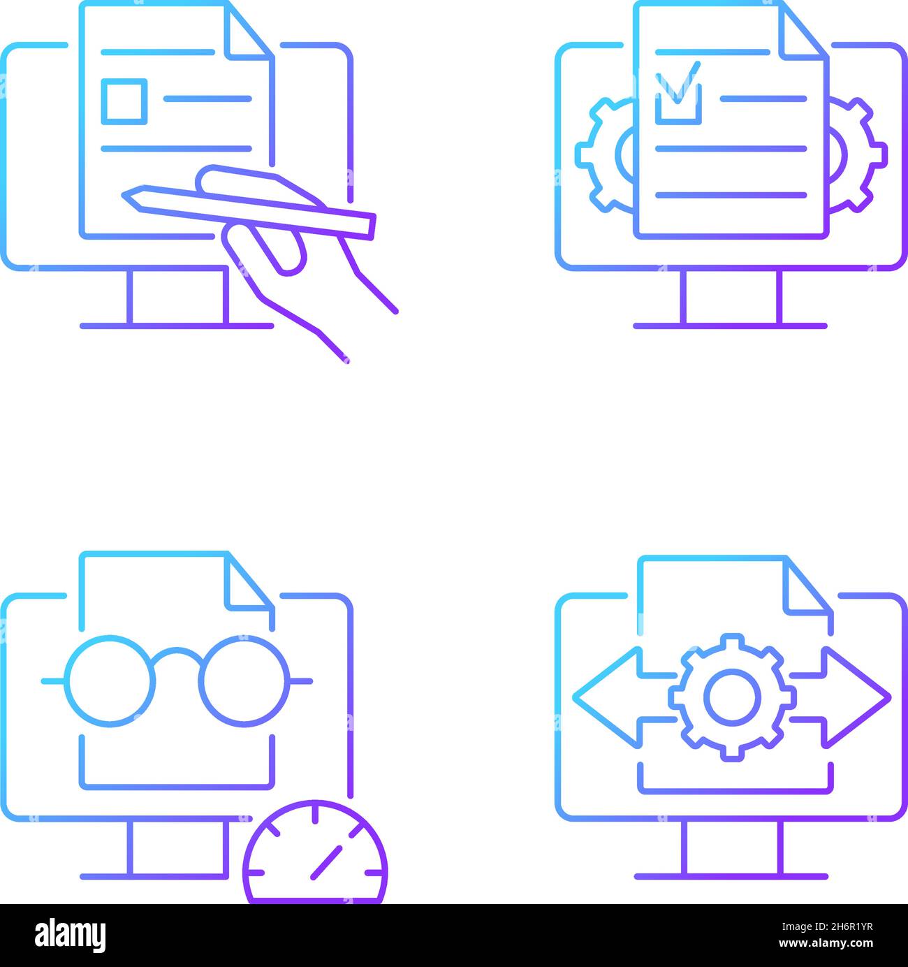 Proficiency in document management gradient linear vector icons set ...