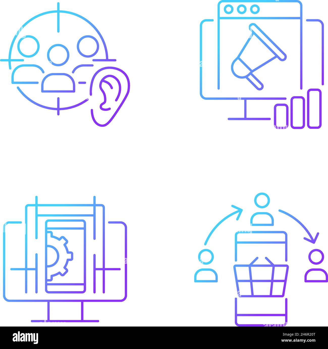 Gaining digital proficiency gradient linear vector icons set Stock Vector Image & Art - Alamy