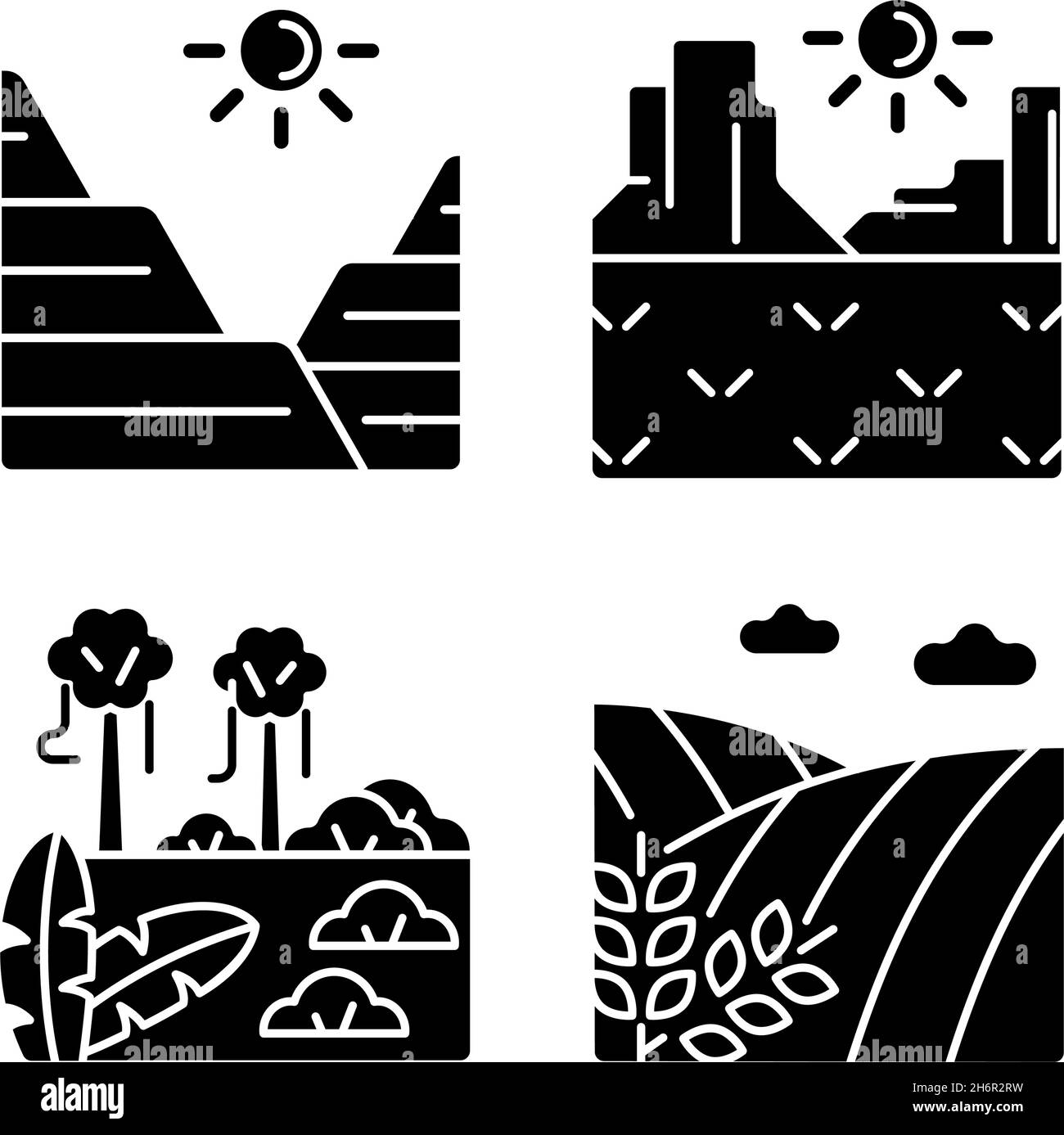 Landforms black glyph icons set on white space Stock Vector Image & Art ...