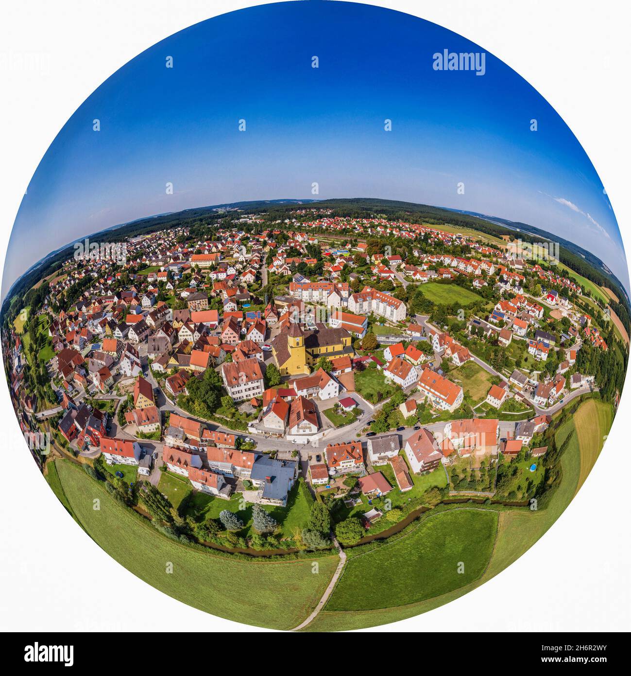 Aerial view to the little town of Pleinfeld Stock Photo - Alamy