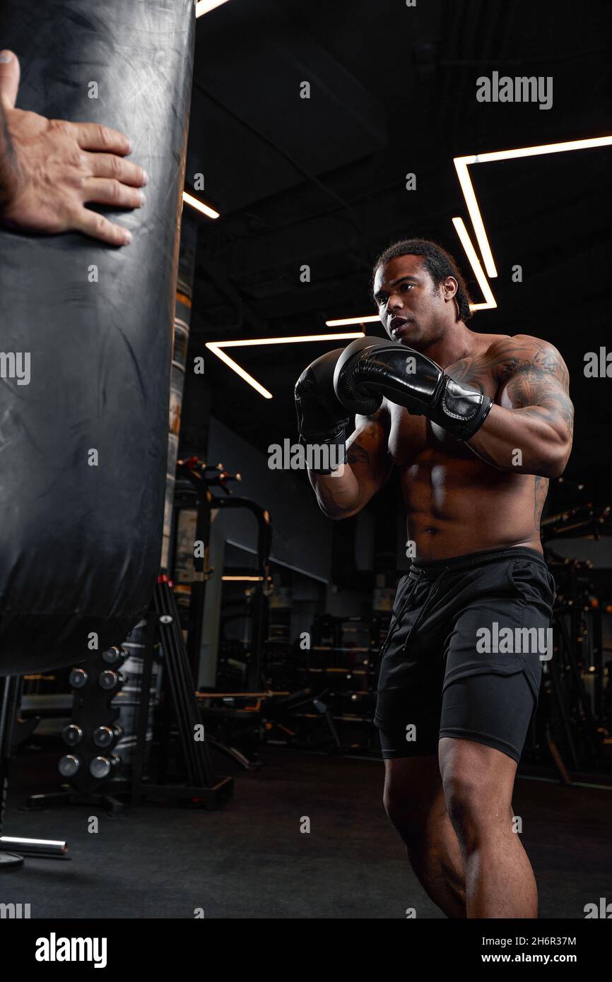 Professional boxer athlete trains in hi-res stock photography and ...