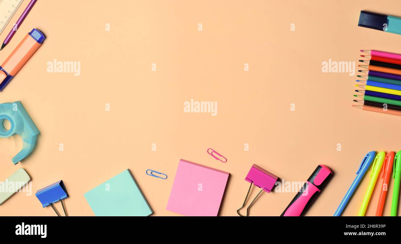 "back to school" concept with miniature school objects Stock Photo - Alamy