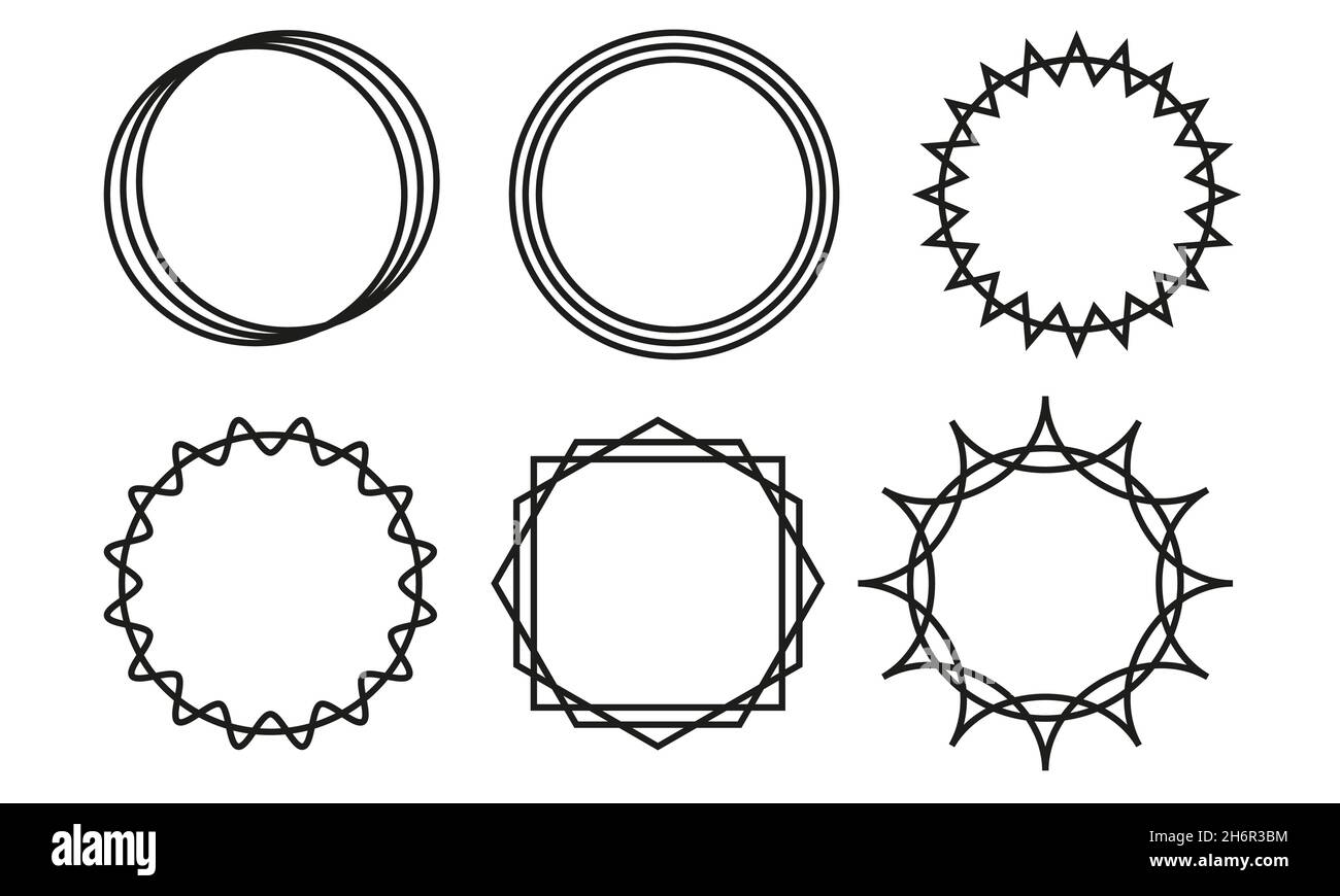 Black geometric frames with round shape. Art deco style Stock Vector ...