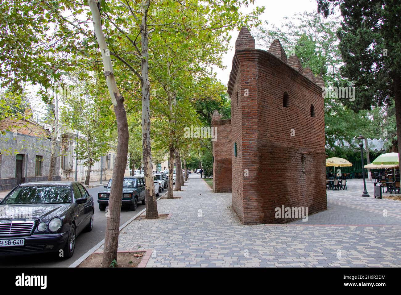 The remains of walls of the fortress of old Ganja city from XVI century ...