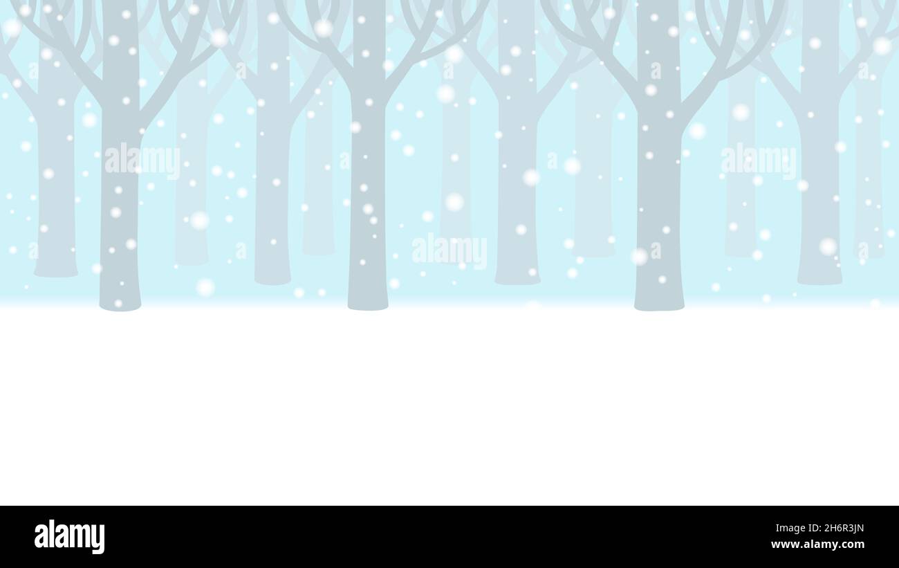 Vector background of snowy forest, snowfall, winter landscape Stock ...