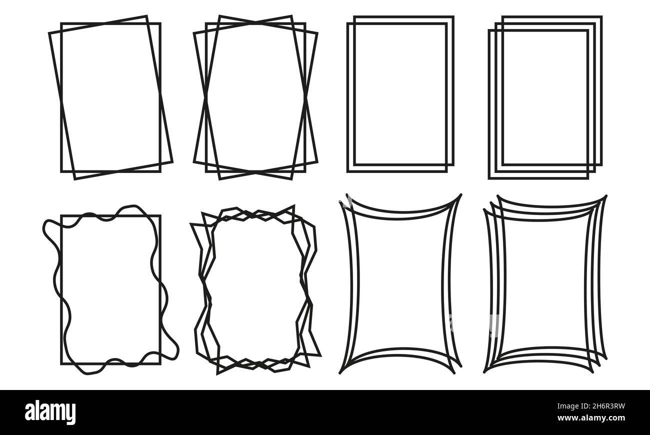 Black geometric frames with rectangle shape. Art deco style Stock ...