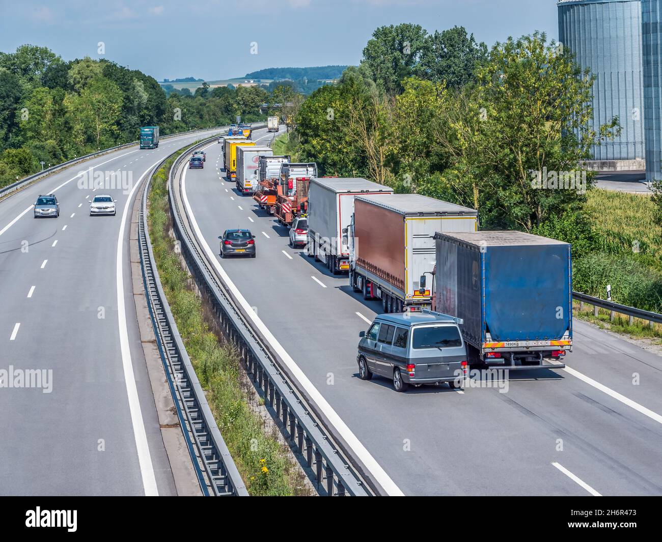 Truck traffic jam on a German highway Stock Photo - Alamy