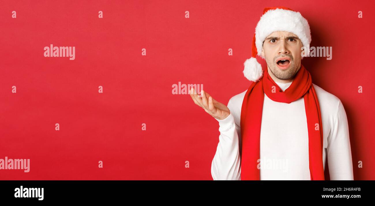 Concept of christmas, winter holidays and celebration. Portrait of ...