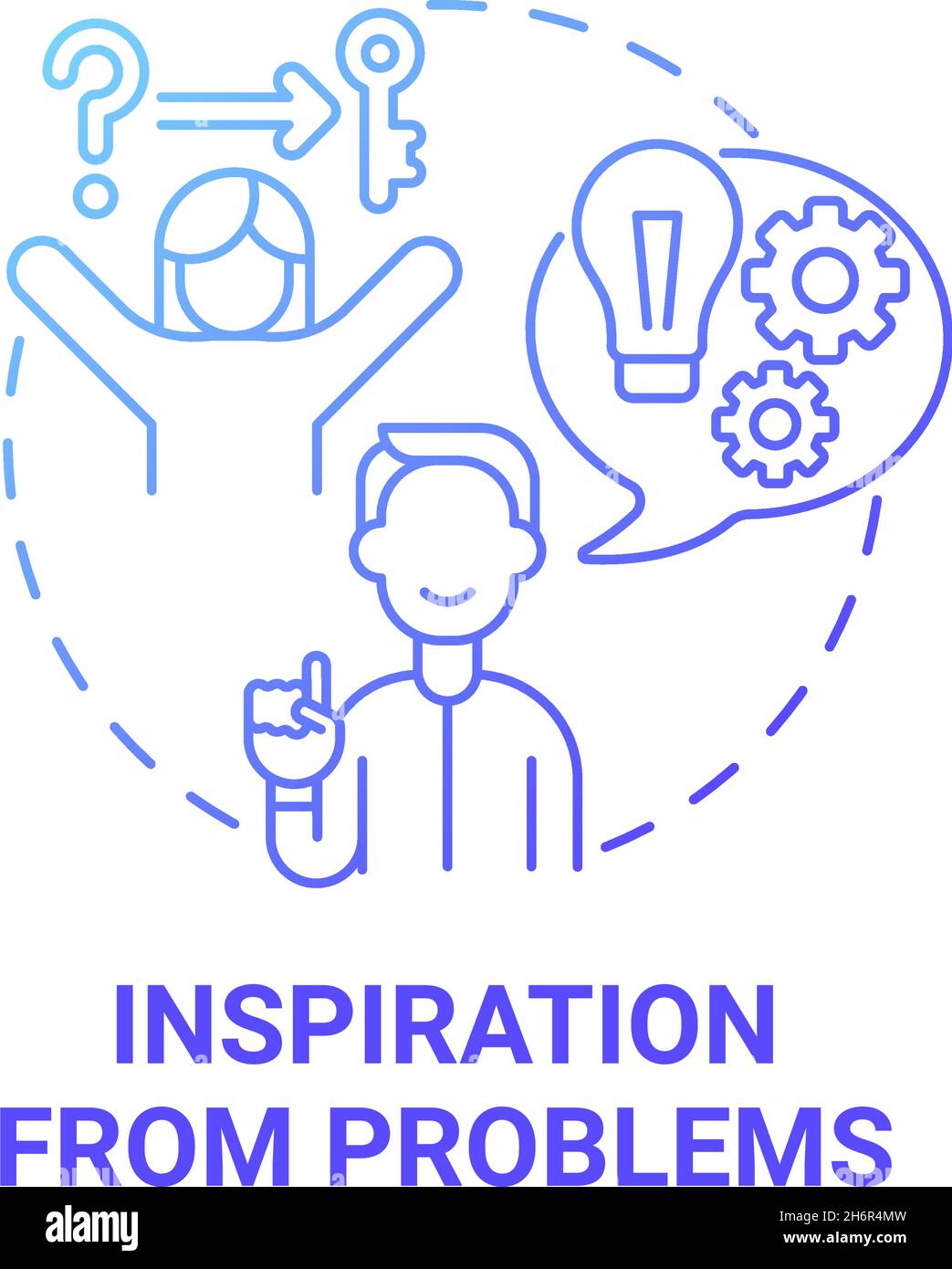 Inspiration from problems blue gradient concept icon Stock Vector Image ...