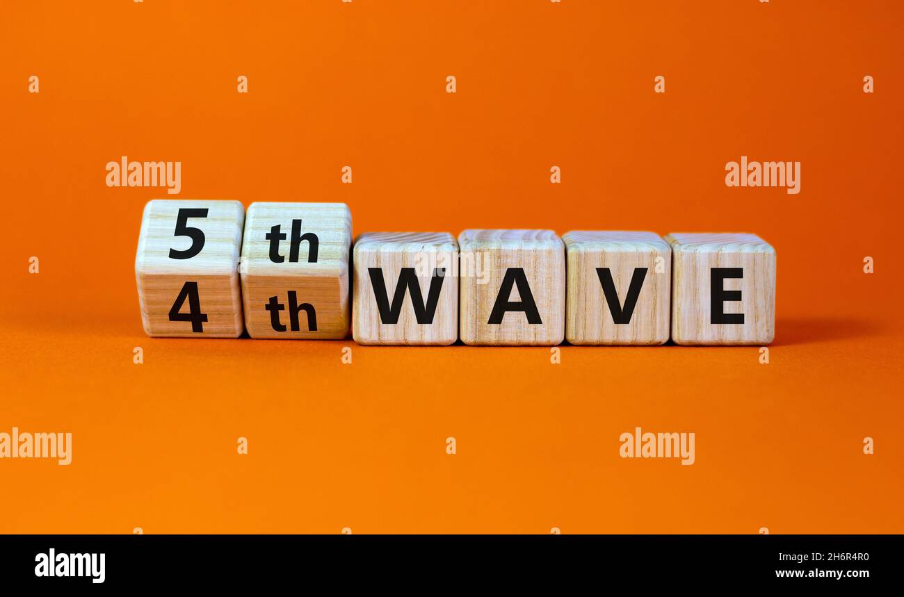 Symbol for a fifth wave of the covid-19 corona virus. Turned cubes and ...