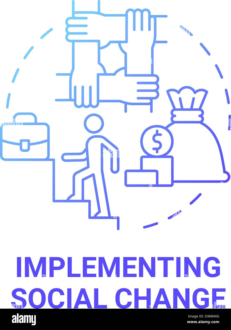 Implementing social change blue gradient concept icon Stock Vector Image & Art - Alamy