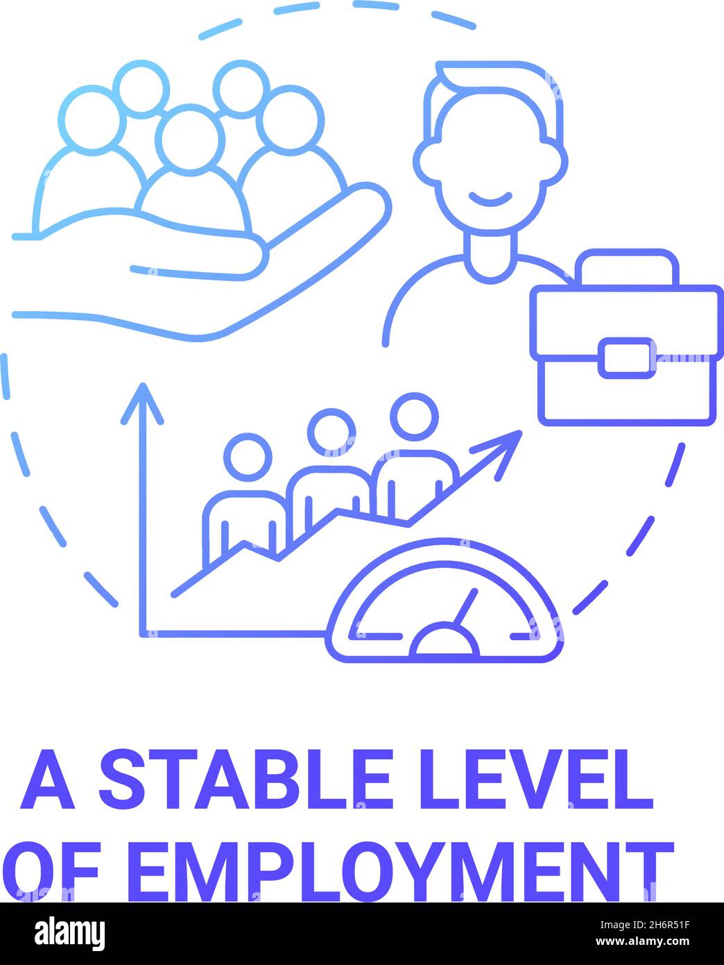 Stable level of employment blue gradient concept icon Stock Vector ...