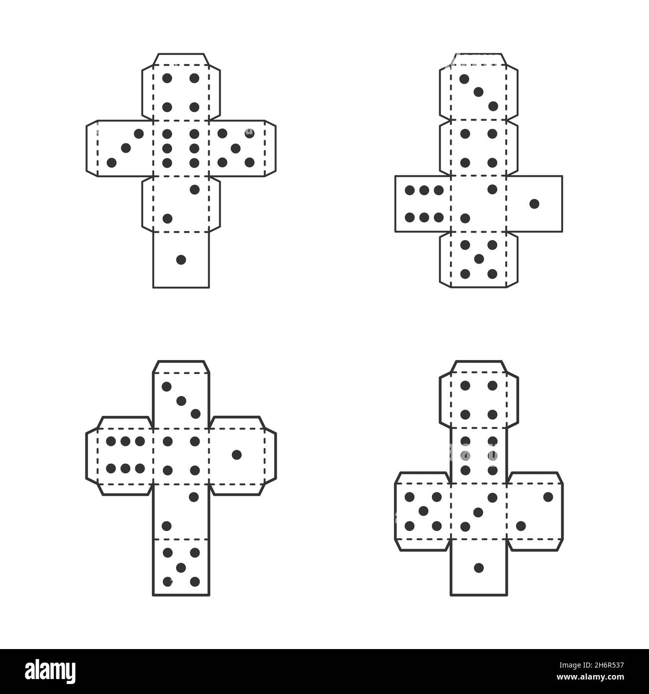 Dices outline contour black vector isolated on white background Stock ...