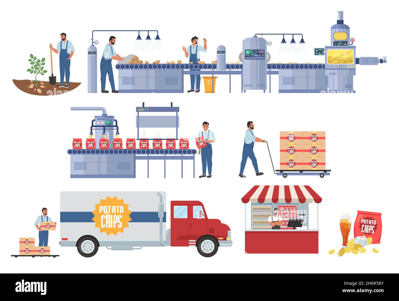 Potato chips processing Cut Out Stock Images & Pictures - Alamy