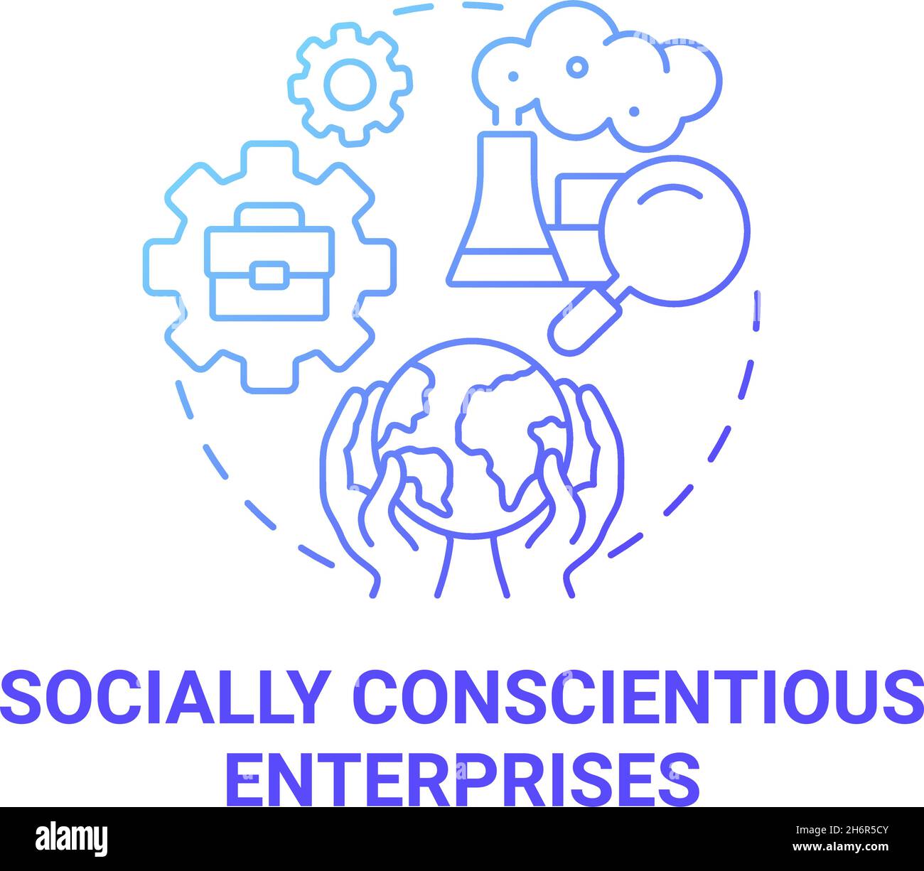 Socially conscientious enterprises blue gradient concept icon Stock ...