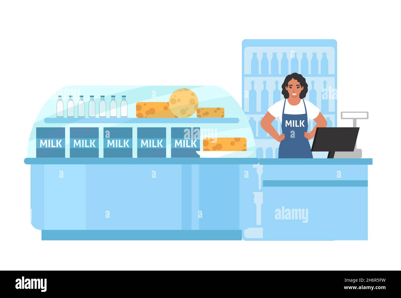 Grocery store milk section Stock Vector Images - Alamy