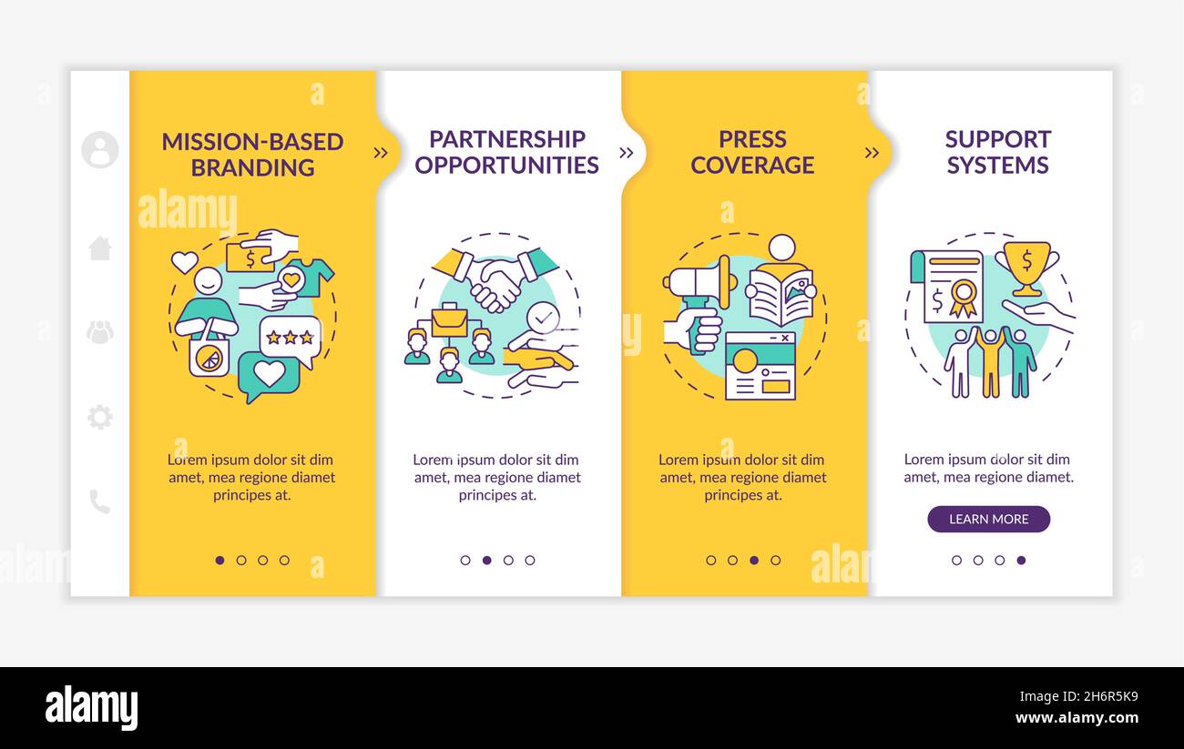 Benefits for social entrepreneurship onboarding vector template Stock ...