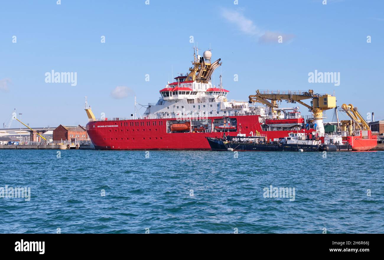 Polar Explorer Ship Sir David Attenborough in Portsmouth Harbour ...