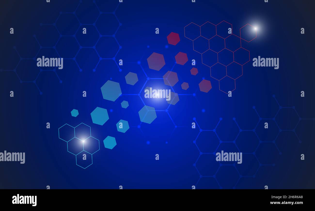 Digital abstract molecule geometric technology background with hexagon. Medical, medicine ...