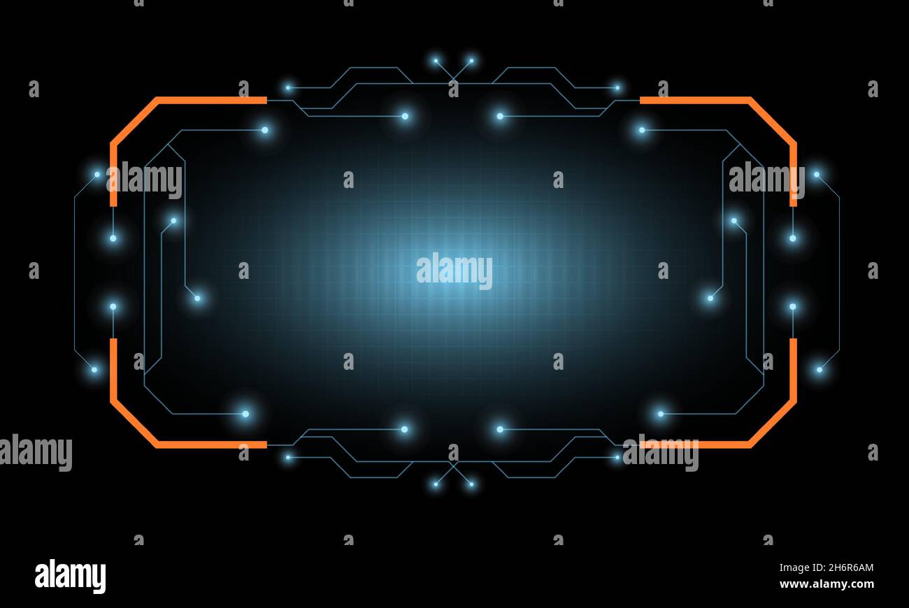 Abstract blue screen Hi-tech hologram frame technology background ...