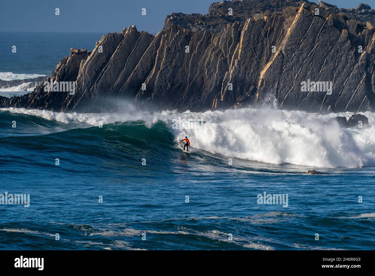 Surfer, surfing the perfect wave. Pro surf big wave in the sea. Ocean ...